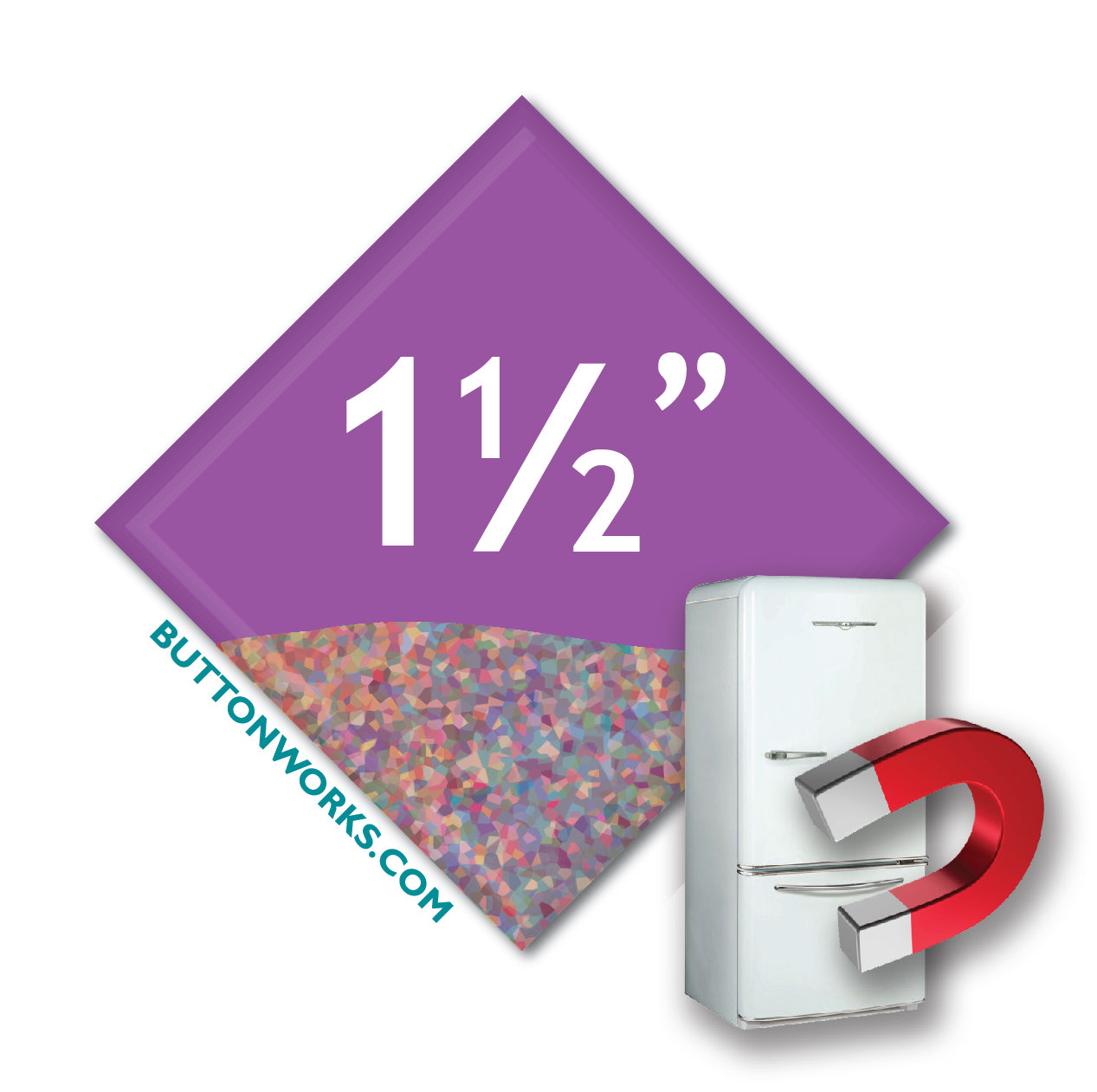 Custom Fridge Magnets 1.5 inch Diamond | Buttonworks – Buttonworks.com