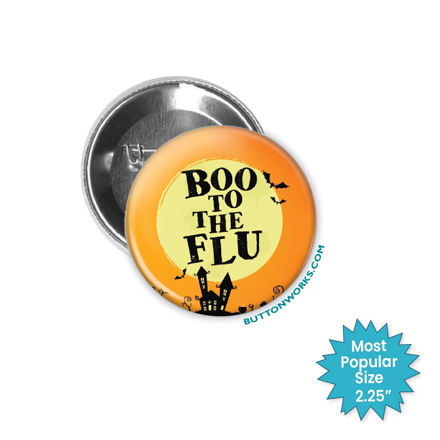 Boo to the Flu - stock # 2069 – Buttonworks.com